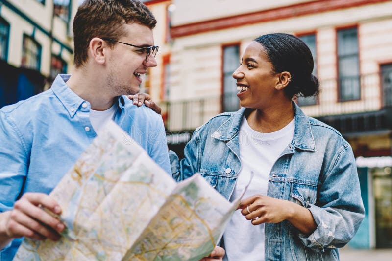 Happy Multicultural Young Marriage Enjoying Tourism on Weekend Stock ...