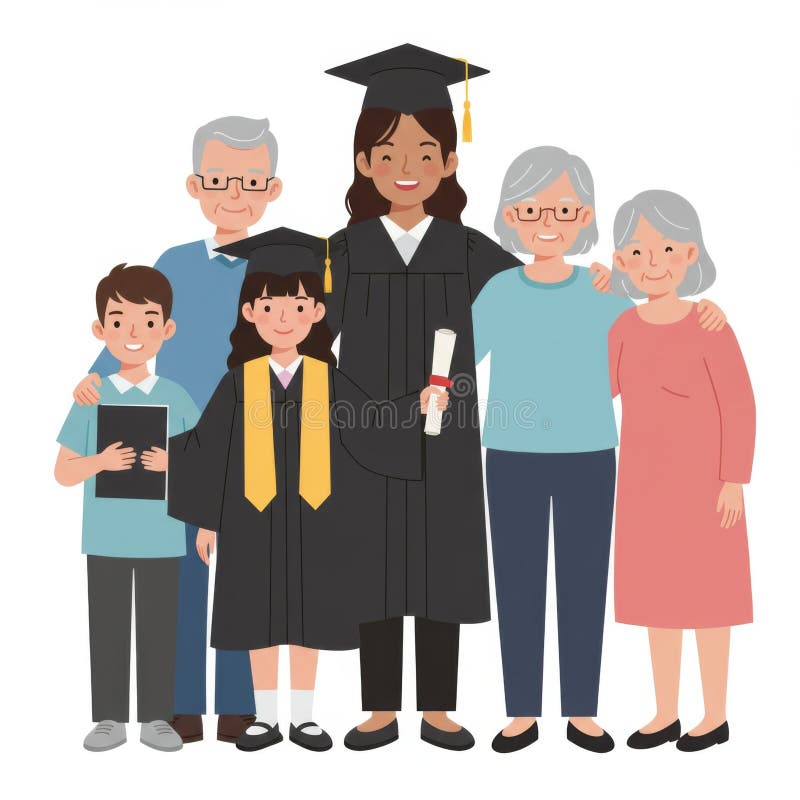 Happy Multigenerational Family Graduation Celebration Stock ...