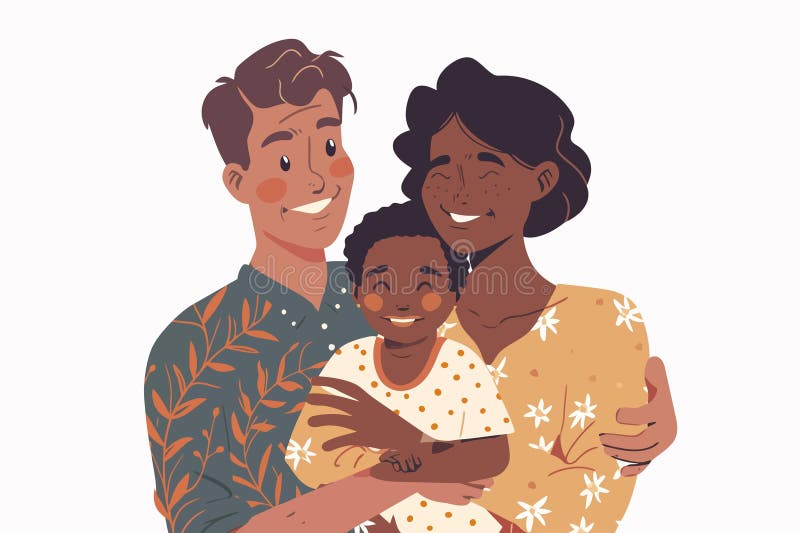 Happy Multiracial Family Isolated Stock Vector - Illustration of happy ...