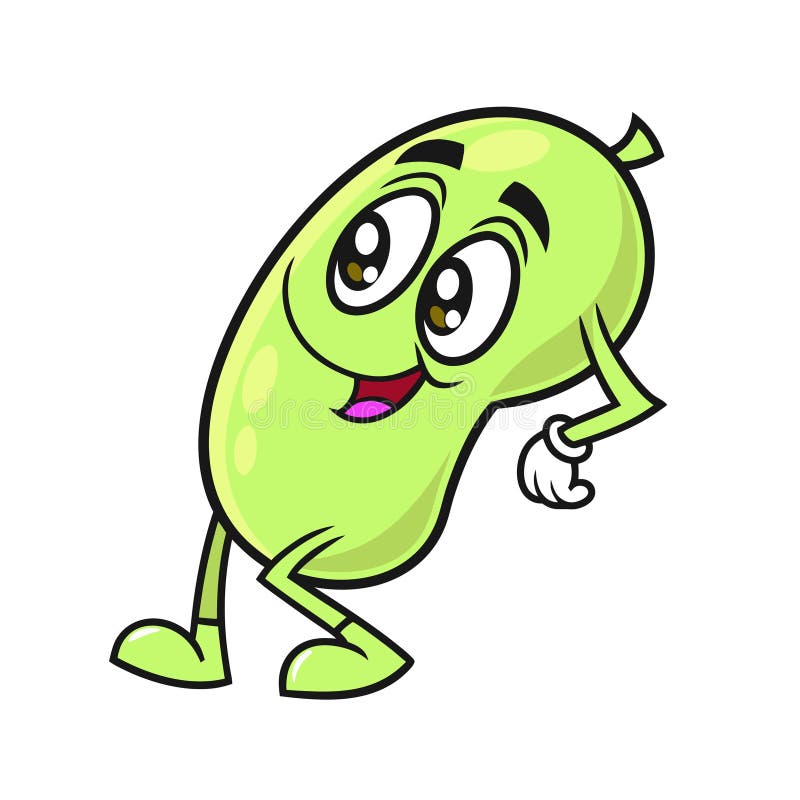 Happy Mung Bean Character with Unique Features Stock Vector ...