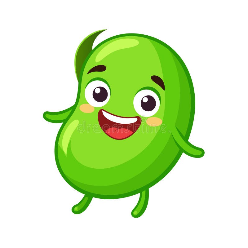 Happy Mung Bean Character with Unique Features Stock Vector ...