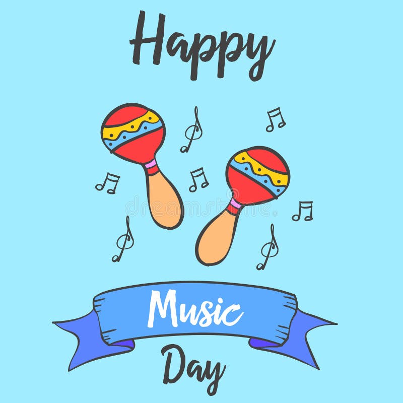 Happy Music Day Greeting Card Style Collection Stock Vector ...
