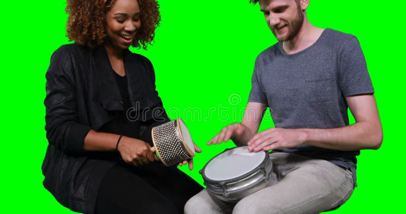 Happy Musicians Playing Cabasa and Drum Stock Footage - Video of ...