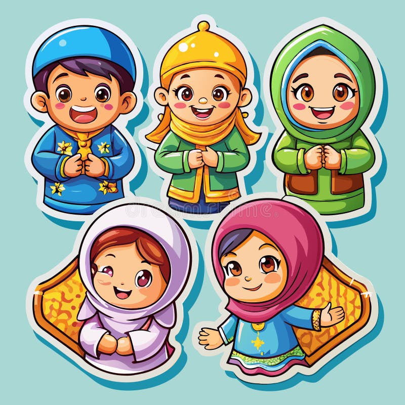 Muslim Children Praying Cartoon Stock Illustrations – 609 Muslim ...