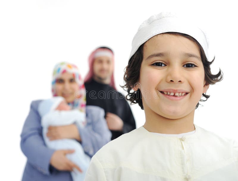 Happy Muslim family stock image. Image of arabia, indoor - 24917199
