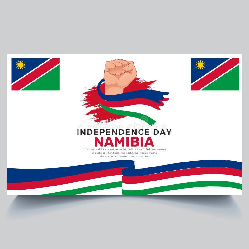 Happy Namibia Independence Day Banner and Hand Flag Design Stock Vector ...