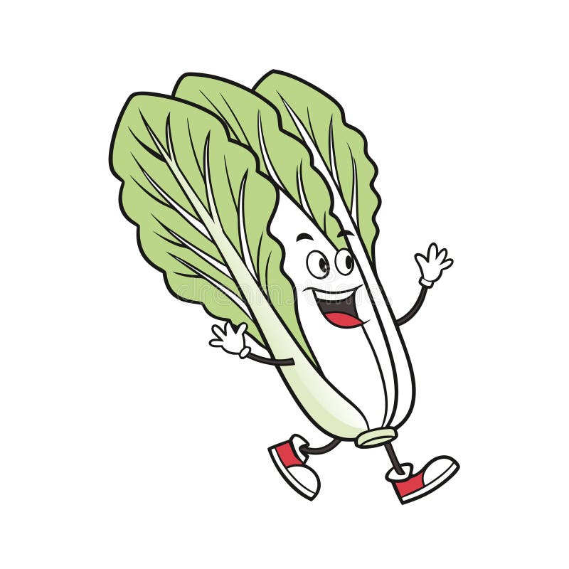 Happy Napa Cabbage Character with Cheerful Expression Stock Vector ...