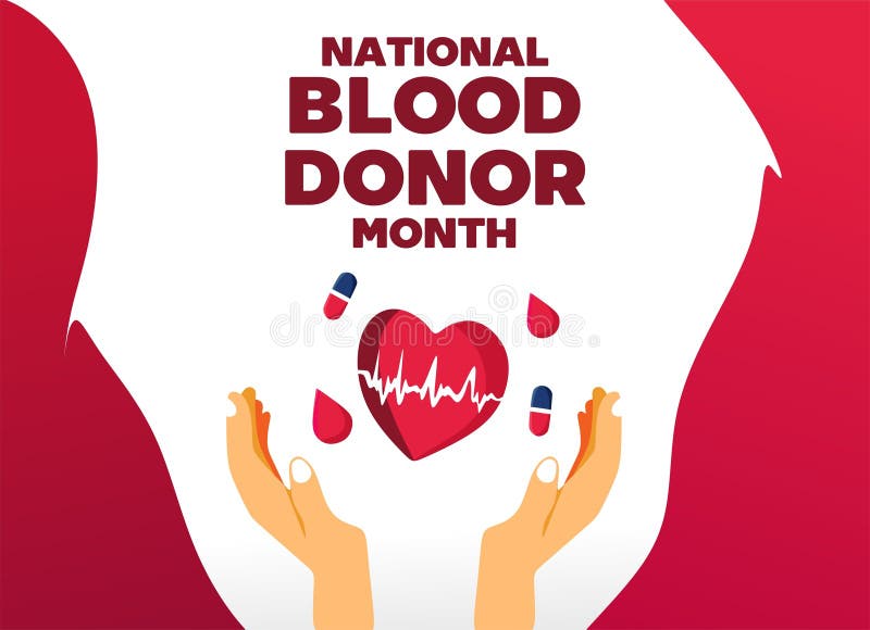 Happy National Blood Donor Month Stock Illustration - Illustration of ...