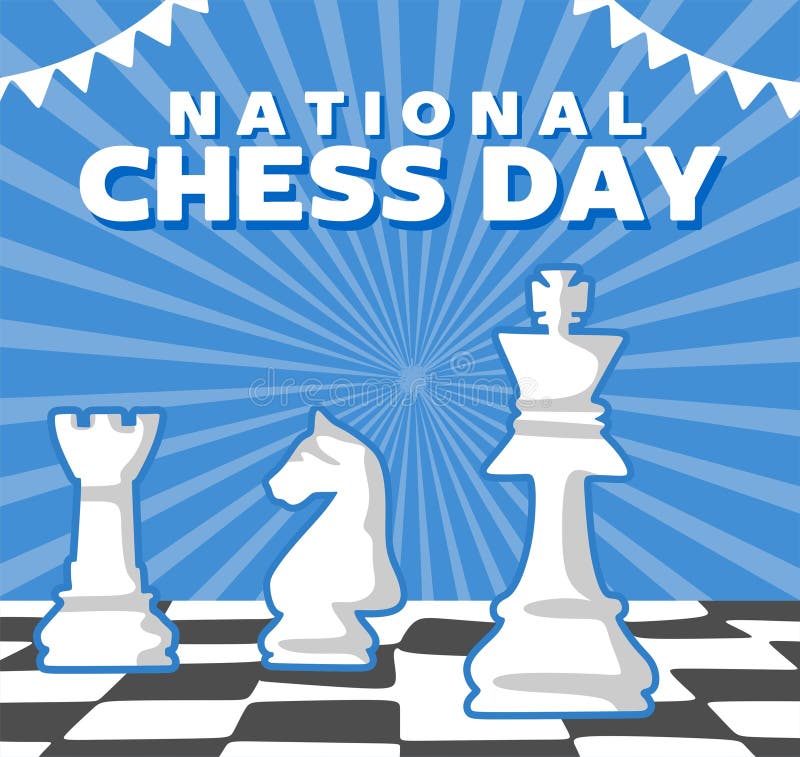 Happy National Chess Day with Chess Pieces Stock Vector - Illustration ...