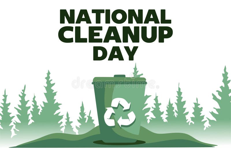 Happy National Cleanup Day with a Trash Can Stock Vector - Illustration ...