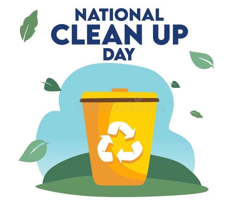 Happy National Cleanup Day with a Trash Can Stock Vector - Illustration ...