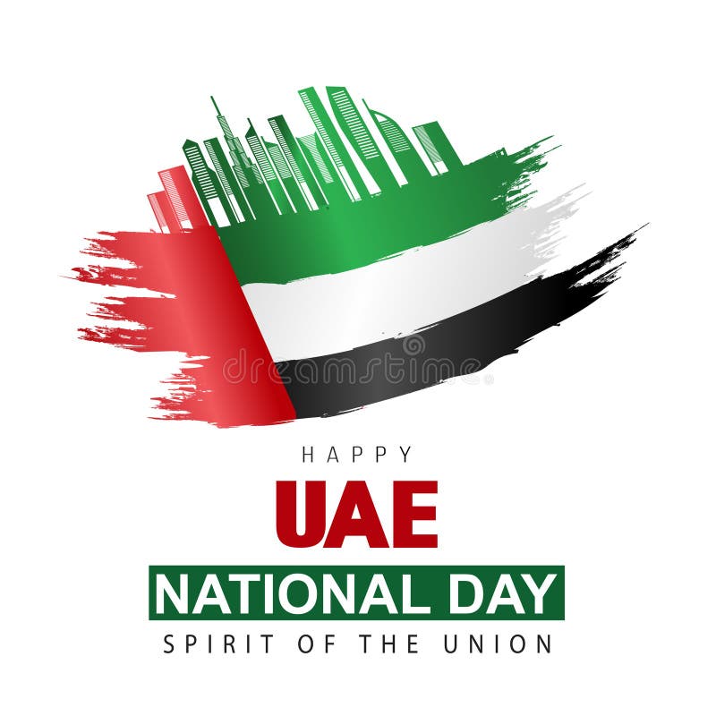 UAE National Day 2nd December with Hand Holding Flags. Vector ...