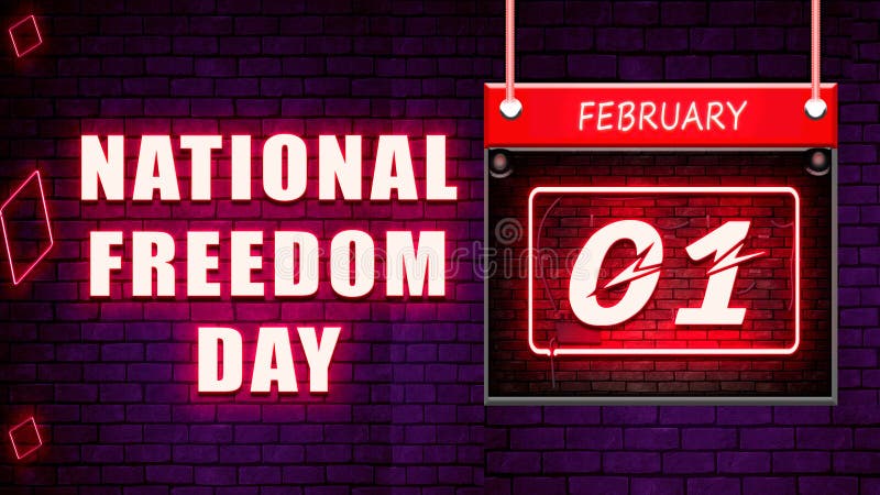 01 February, National Freedom Day, Neon Text Effect on Bricks ...