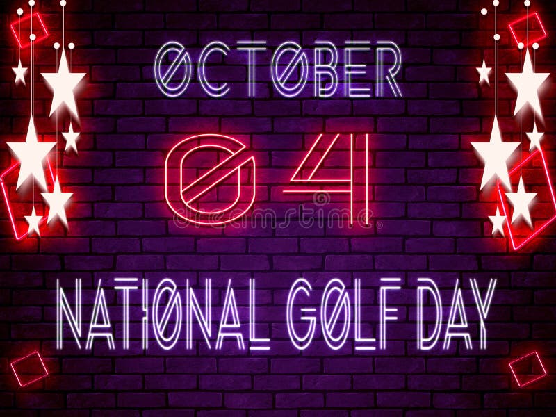 04 October, National Golf Day, Neon Text Effect on Bricks Background ...