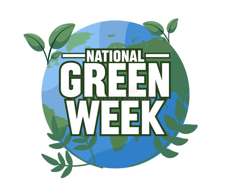 Happy National Green Week with Green Leaves Stock Illustration ...