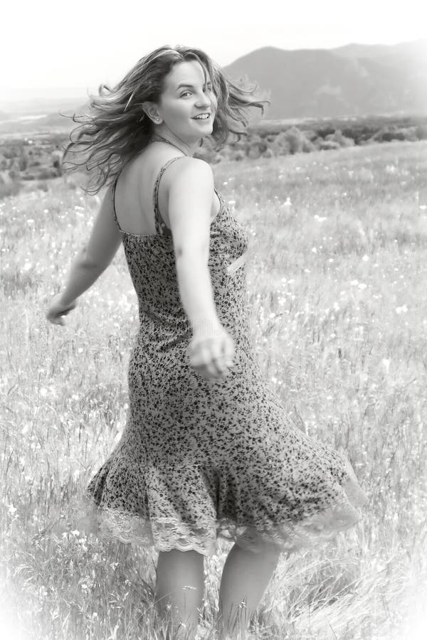 Happy in nature stock image. Image of dancing, woman, happiness - 9877955