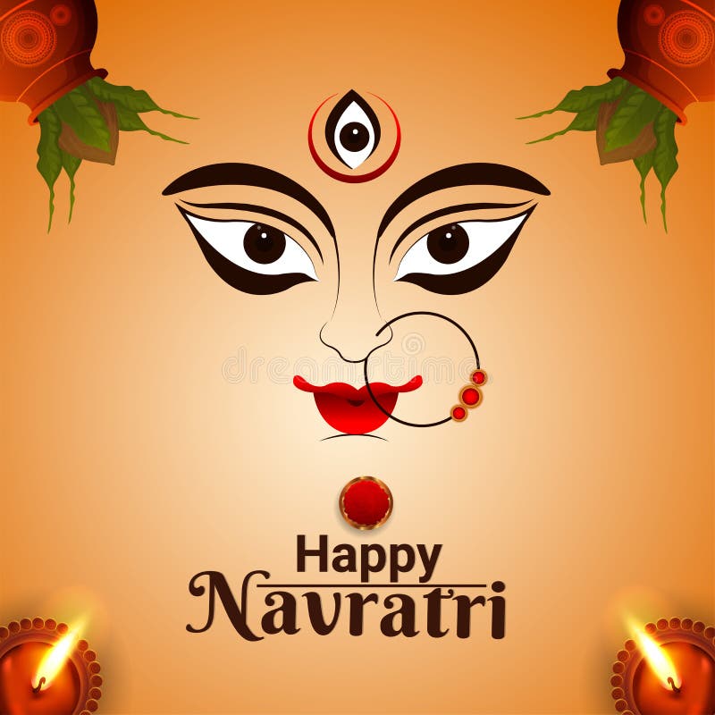 Happy Navratri Creative Design Template with Creative Illustration ...