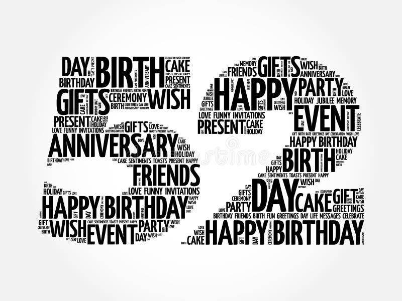 Happy 52nd Birthday Word Cloud Stock Illustration - Illustration of ...