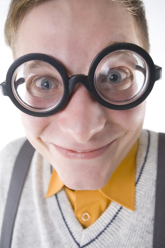Happy nerd stock photo. Image of male, silly, front, geek - 4569938