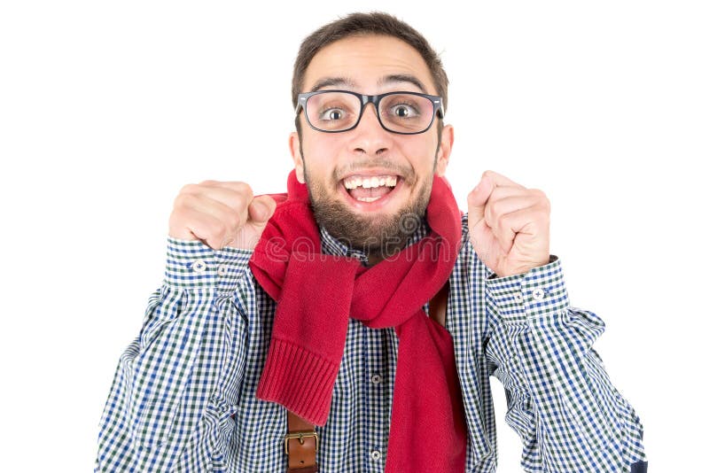 Happy nerd stock image. Image of portrait, happiness - 61334951