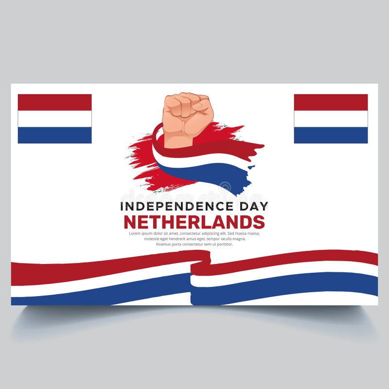 Happy Netherlands Independence Day Banner and Hand Flag Design Stock ...