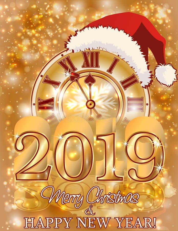 Happy New 2019 Golden Year Banner, Vector Stock Vector - Illustration ...