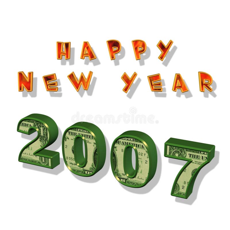 Happy New Year 2007 stock illustration. Illustration of hour - 1449414