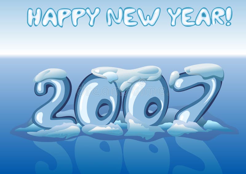Happy new year 2007, blue. stock vector. Illustration of outbreak - 1629846