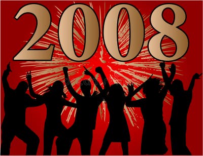 Happy new year 2008 stock vector. Illustration of blue - 3429022