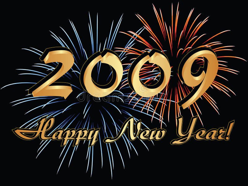 Happy New Year 2009 stock vector. Illustration of fire - 6609157