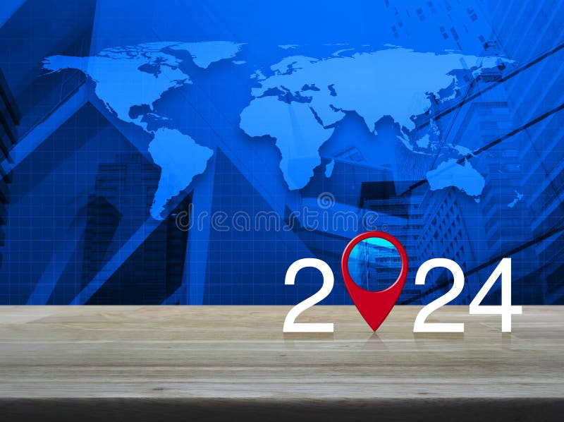 Happy New Year 2024 Map Pointer Navigation Concept, Elements of this ...