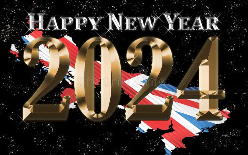 Happy New Year 2024 with United Kingdom Map Stock Illustration ...