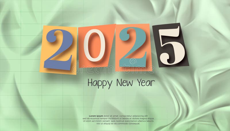 Happy New Year 2025. Festive Realistic Ransom Note Number Stock Vector ...