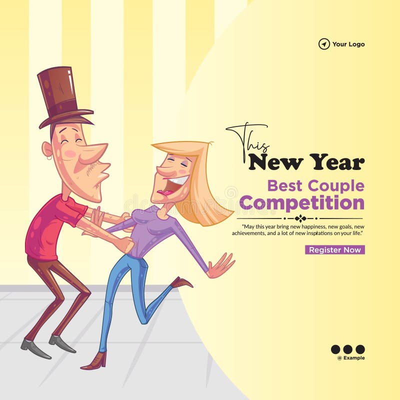 New Year Best Couple Competition Banner Design Stock Vector ...