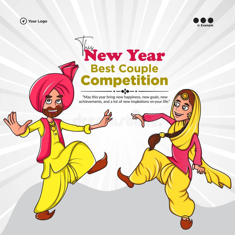 New Year Best Couple Competition Banner Design Stock Vector ...
