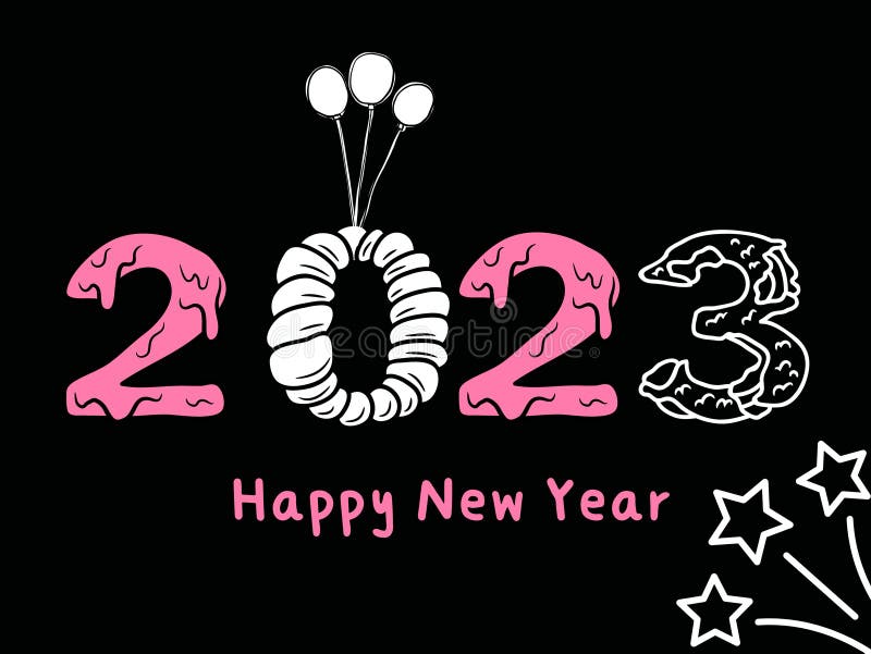 Happy New Year Twenty Twenty Three Text Design Stock Illustrations ...