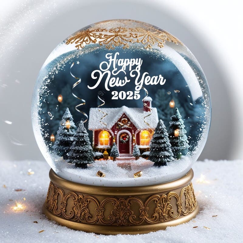 Holiday Magic in a Snow Globe for New Year 2025 Stock Image - Image of ...