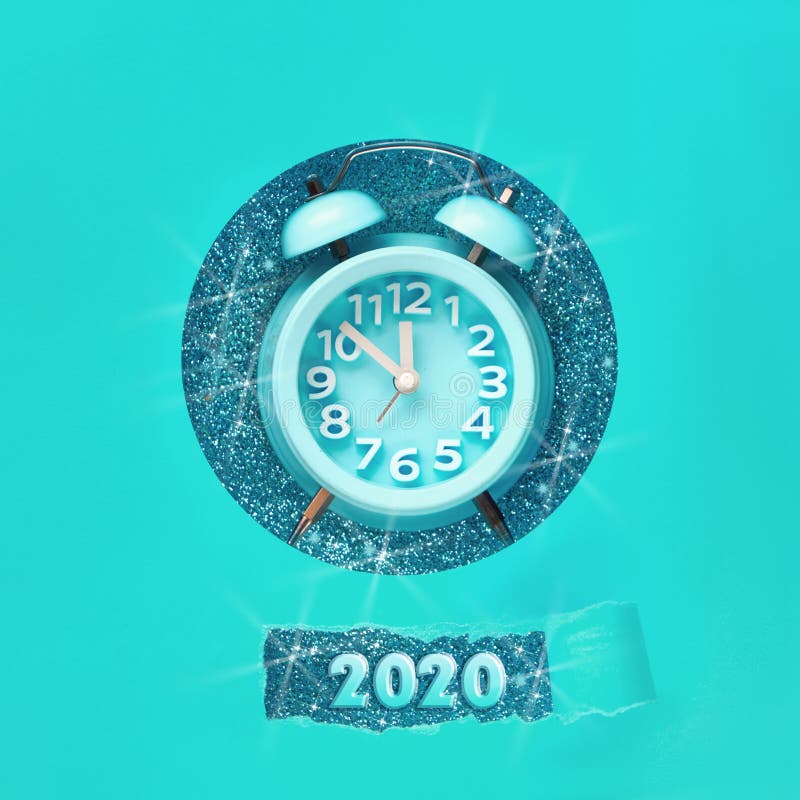 Happy New Year 2020! Alarm Clock in Paper Hole with Torn Space for Your ...