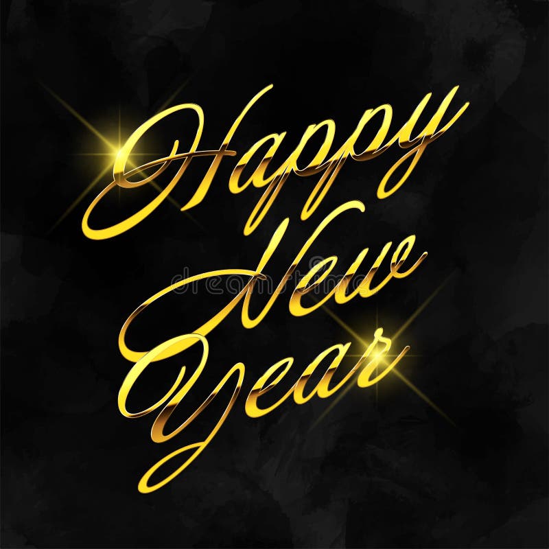 Happy New Year Background with Metallic Gold Lettering Stock Vector ...
