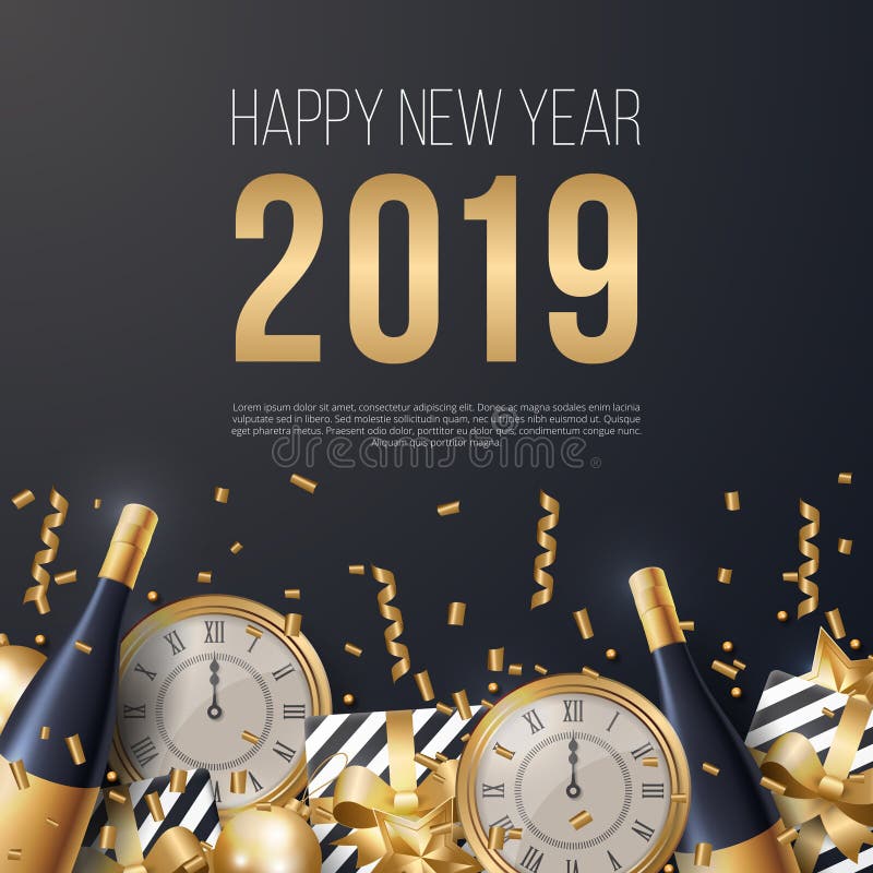 Happy New Year Background Vector. Greeting Card Design Template Stock ...