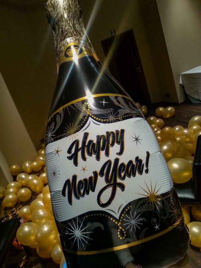 Happy New Year Balloon with Helium Stock Photo - Image of balloon ...