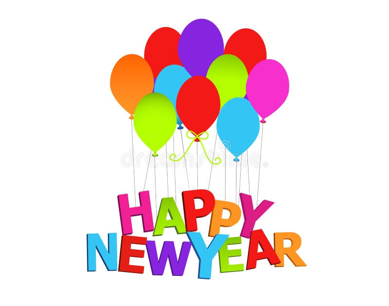 Happy New Year Balloons ISOLATED Stock Vector - Illustration of balloon ...