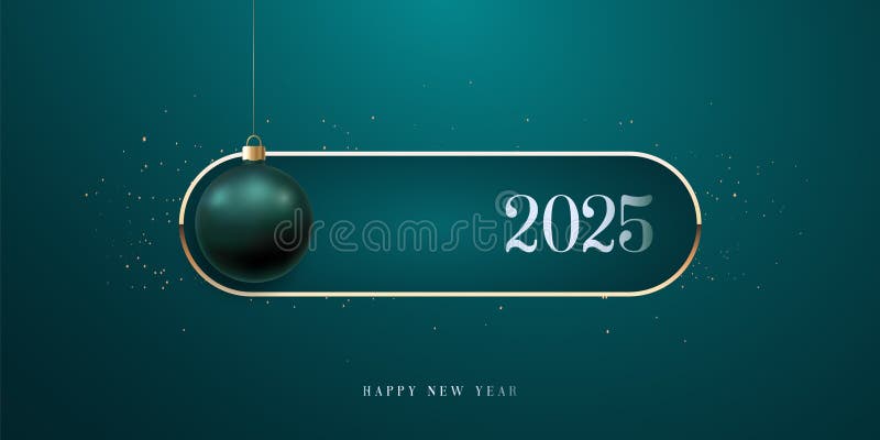 Happy 2025 New Year Banner with Elegant Dark Bauble Stock Vector ...