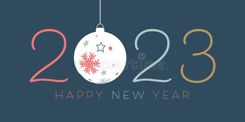 Happy New Year Banner with Hanging Bauble Design Stock Vector ...