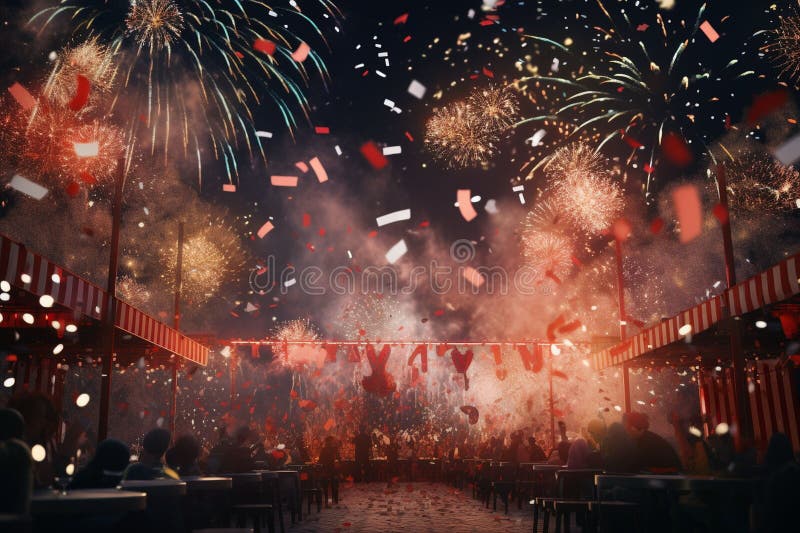 Happy New Year Banner with a Lively Crowd Stock Illustration ...