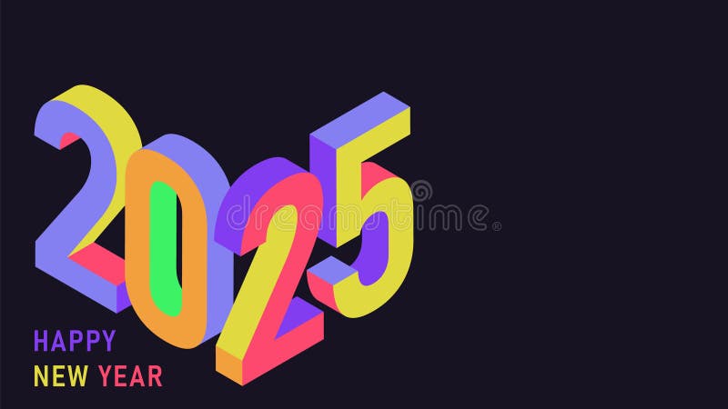 2025 Happy New Year Banner. Number 2025 in Isometric Style Stock Vector ...