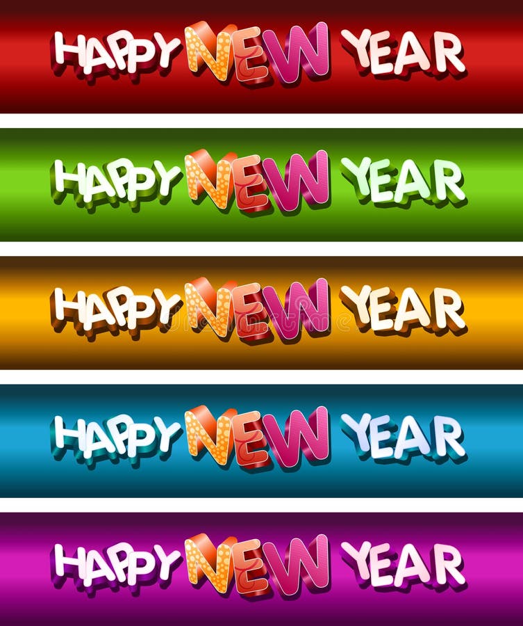 Happy New Year Banner Set. stock vector. Illustration of holiday - 17153024