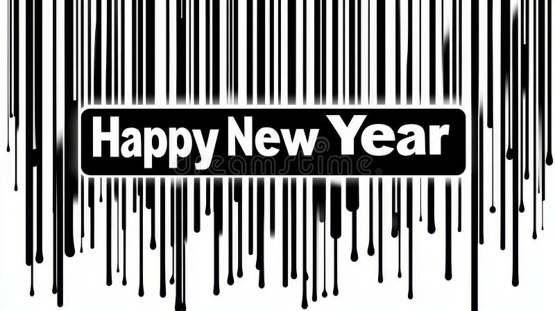 Happy New Year Barcode Design New Beginnings Celebration Technology ...