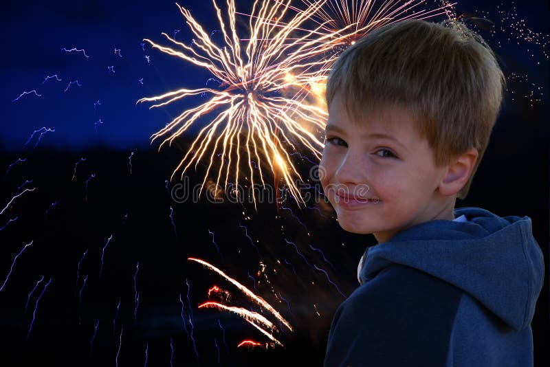 Happy New Year 2023 . Boy with Fireworks at Midnight Stock Image ...