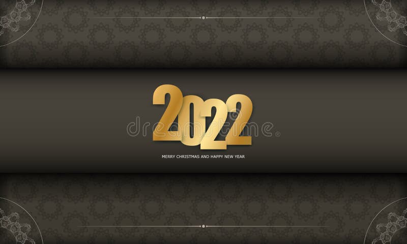 2022 Happy New Year Brown Color Flyer with Abstract Light Pattern Stock ...